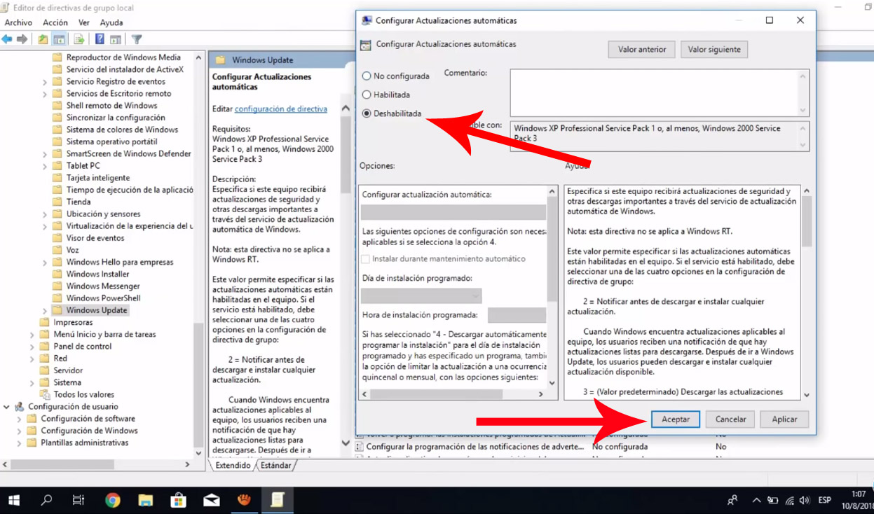 Cómo desactivar las actualizaciones automáticas en Windows 10